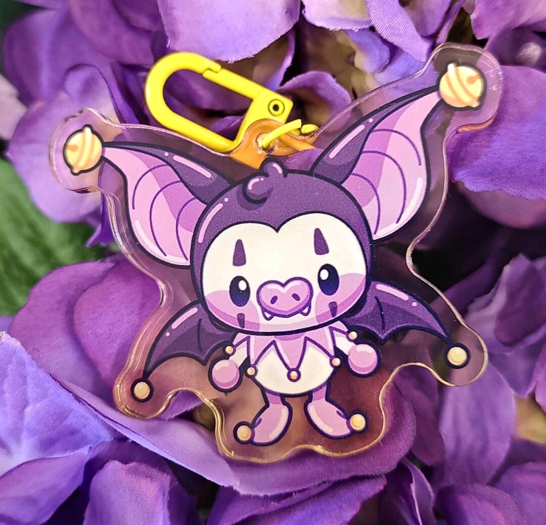 Jingles | 2.75in Double-sided Clear Acrylic Bat Jester Keychain - Etsy