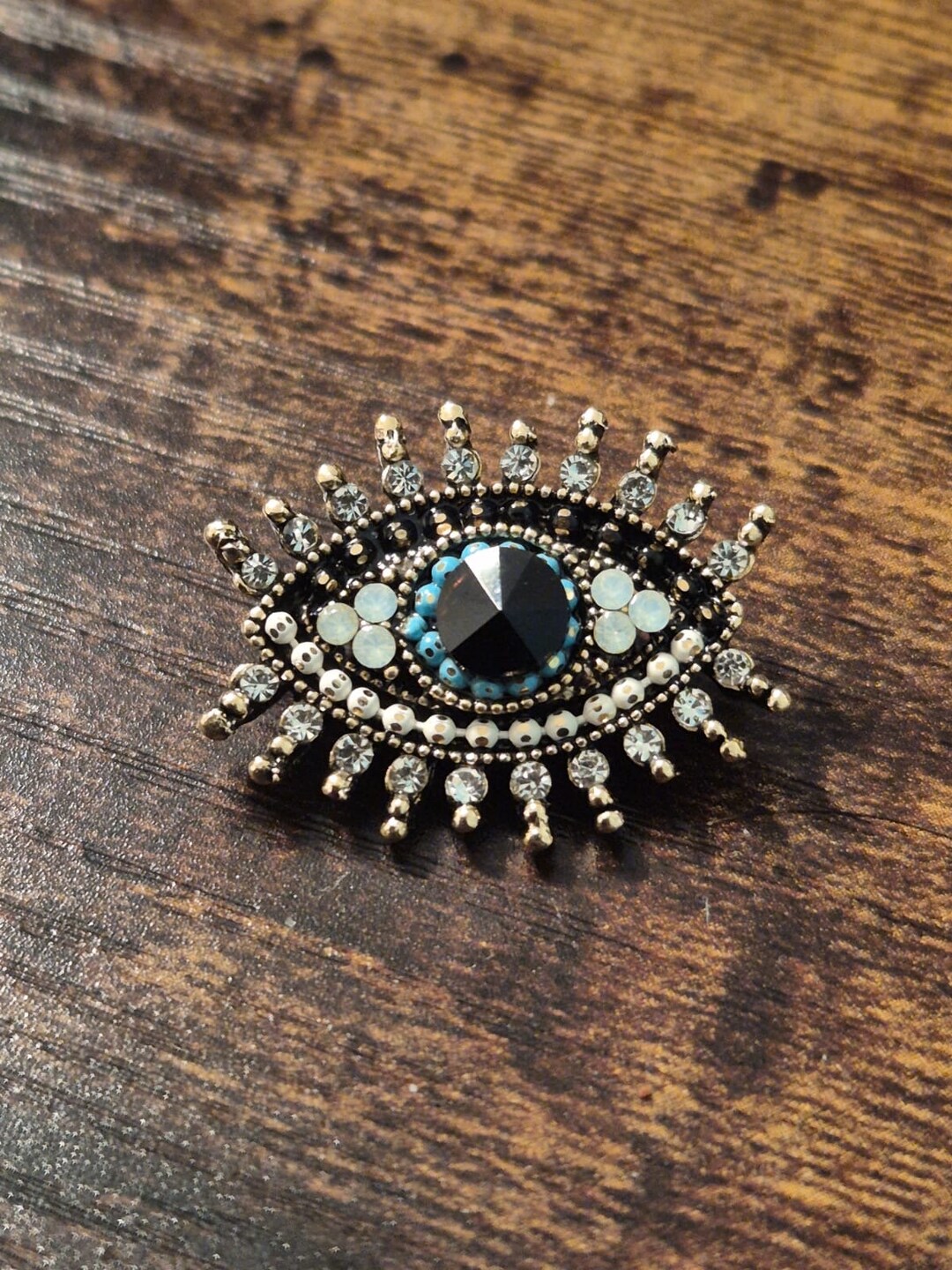 Gorgeous Evil Eye Style Rhinestone / Gemstone Pin/brooch - Etsy