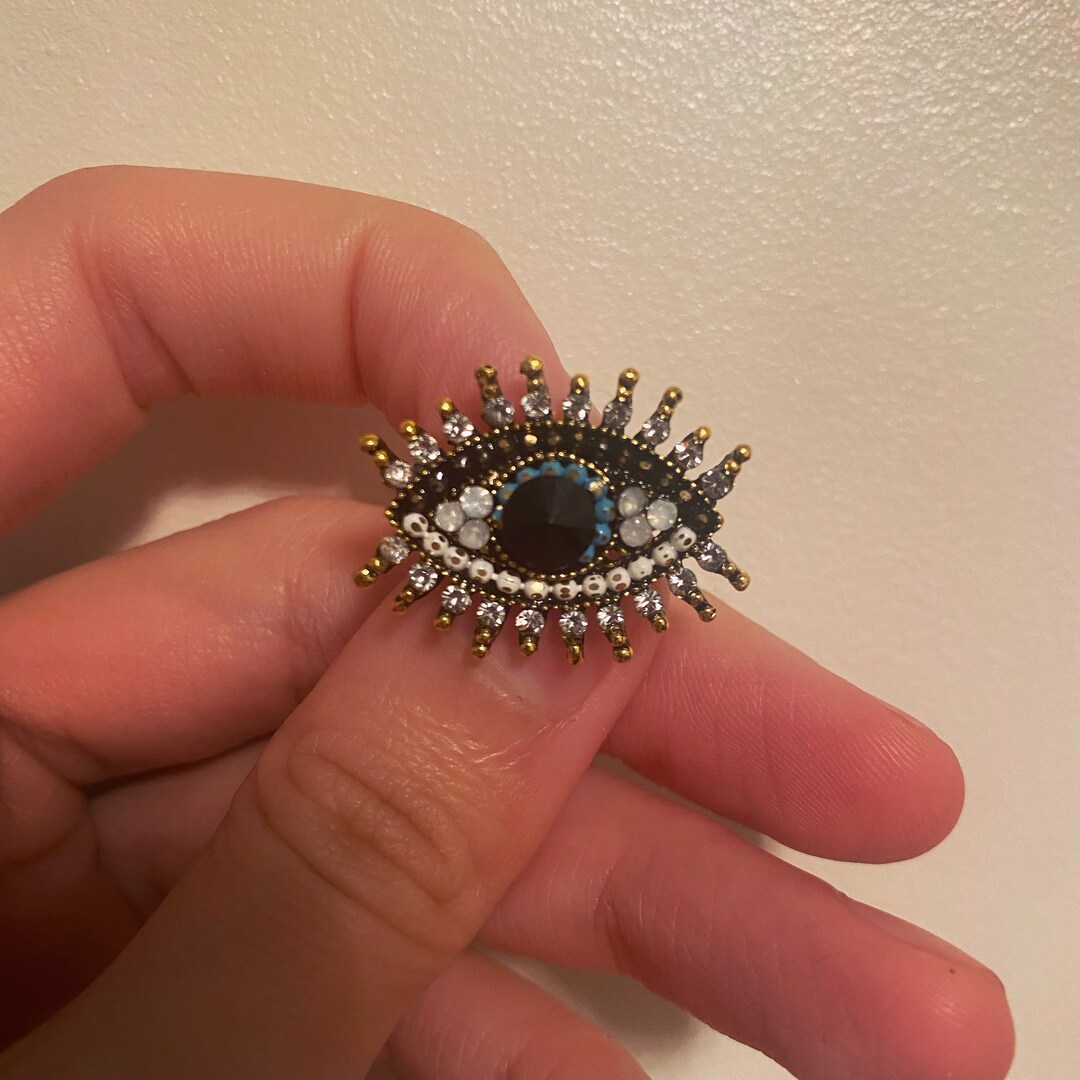 Gorgeous Evil Eye Style Gemstone Pin/brooch - Etsy