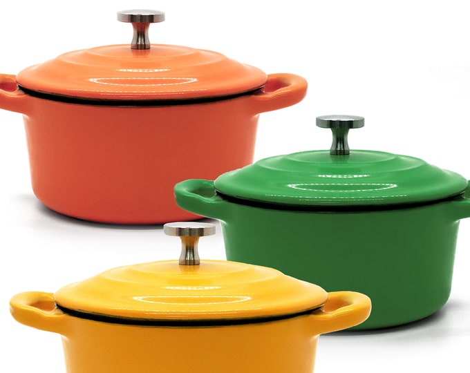 RJ Legend 8.5 Oz Cast Iron Pot, Enameled Cast Iron Mini Pot, Round Mini ...