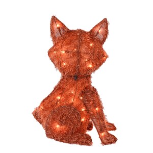 RJ Legend Orange Fox Fuzzy Fabric Rattan Decoration Lighted Display for ...
