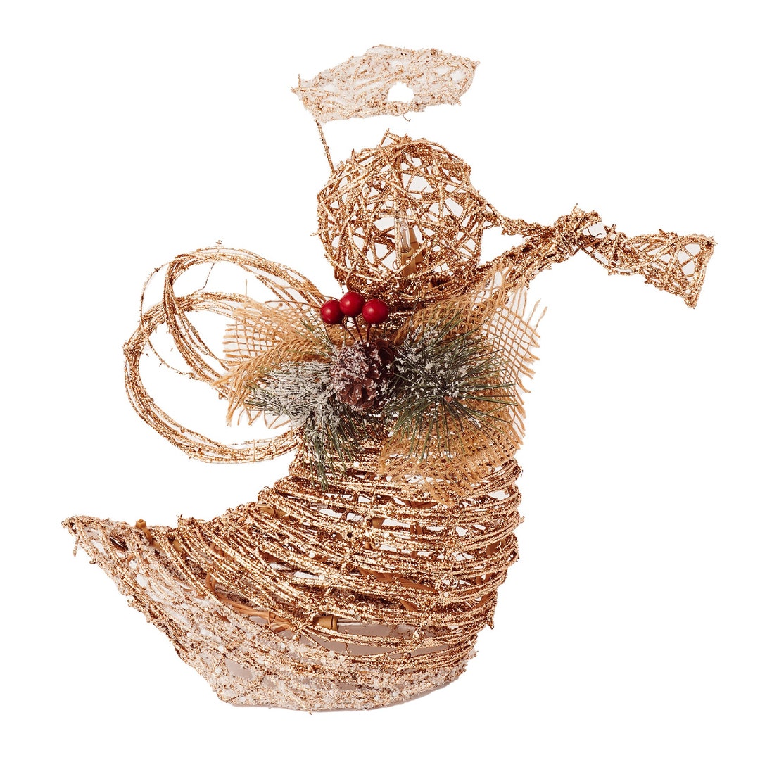 RJ Legend Gold Angel Rattan Decoration Lighted Display for Home, Room ...