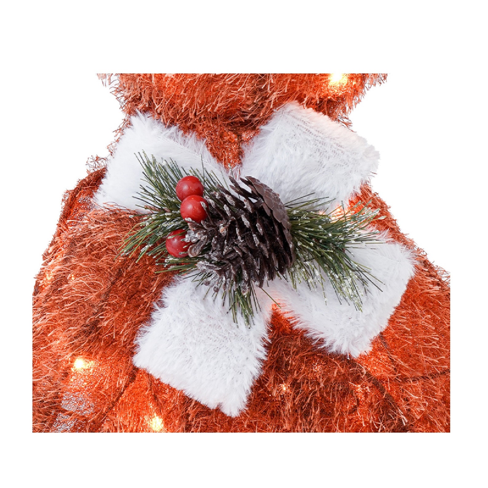 RJ Legend Orange Fox Fuzzy Fabric Rattan Decoration Lighted Display for ...