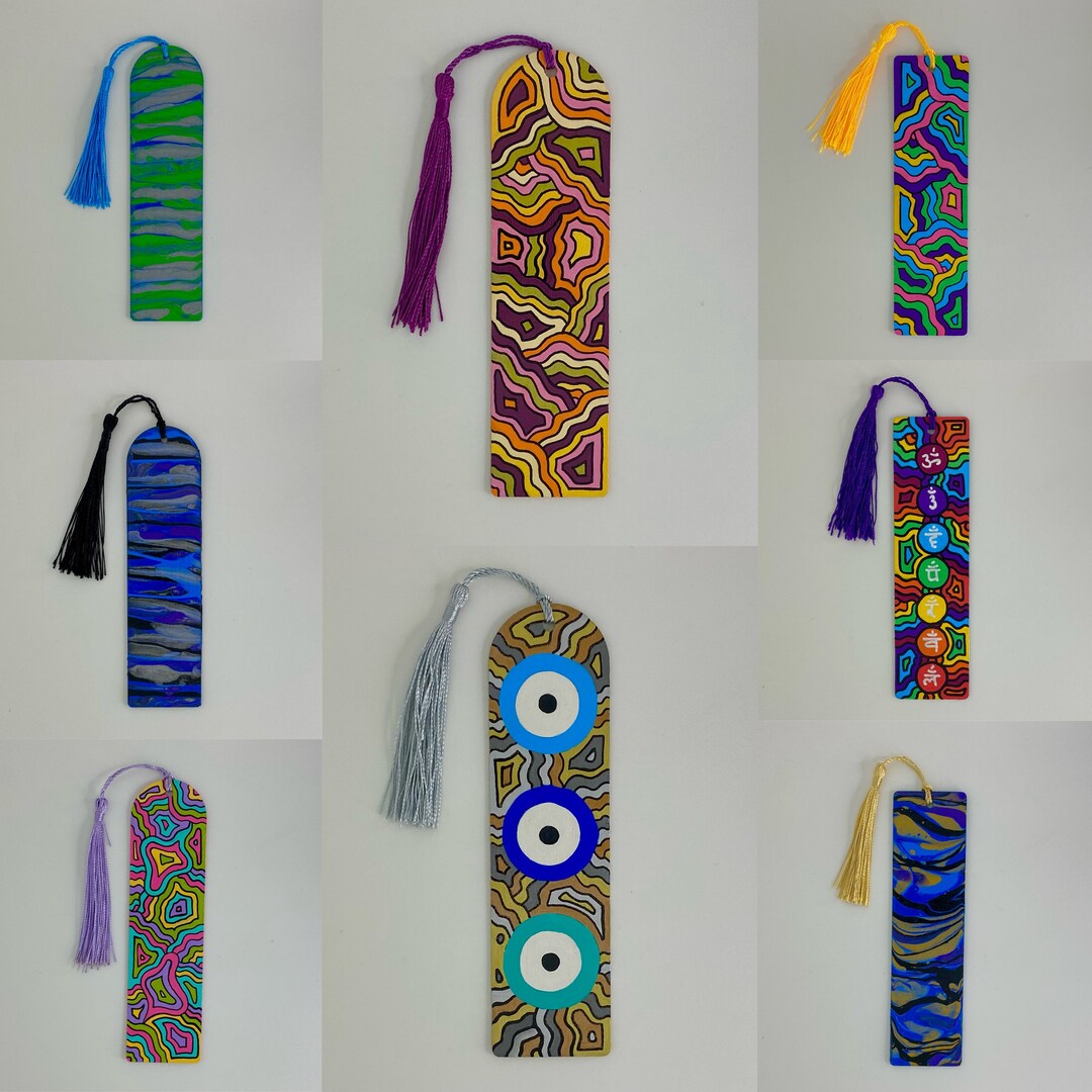 Trippy Hand-painted Bookmarks - Etsy