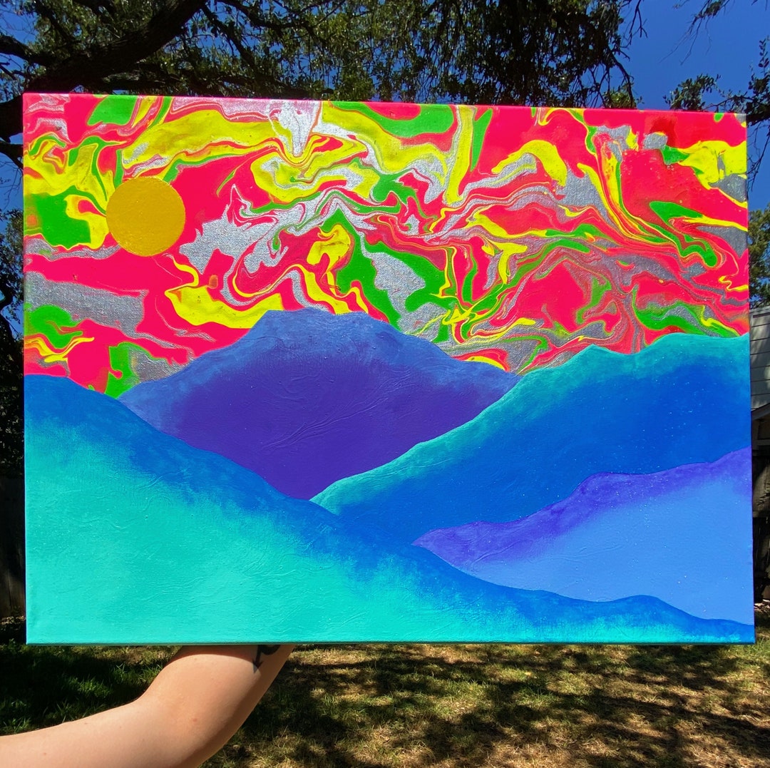 Electric Mountains Painting - Etsy