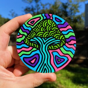 Trippy Circle Wooden Magnets - Etsy