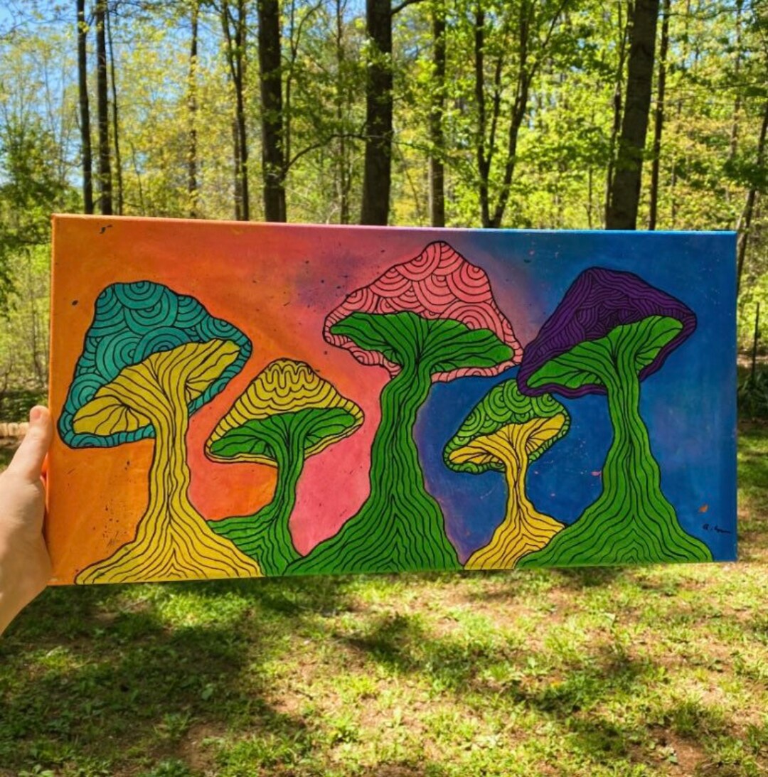 20x10 Blacklight Shrooms Painting - Etsy