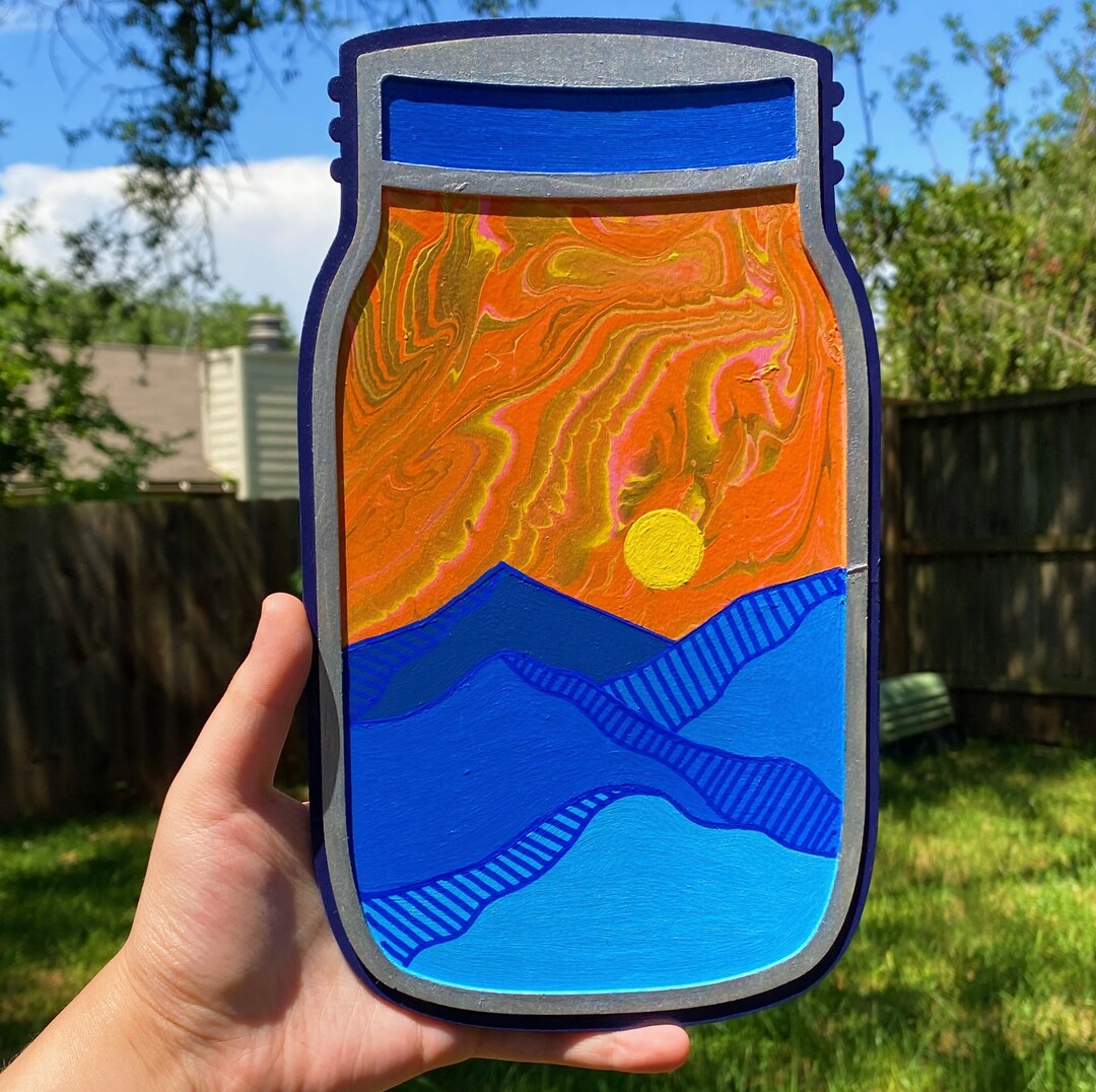 Home in a Jar - Acrylic Wood Painting - Etsy