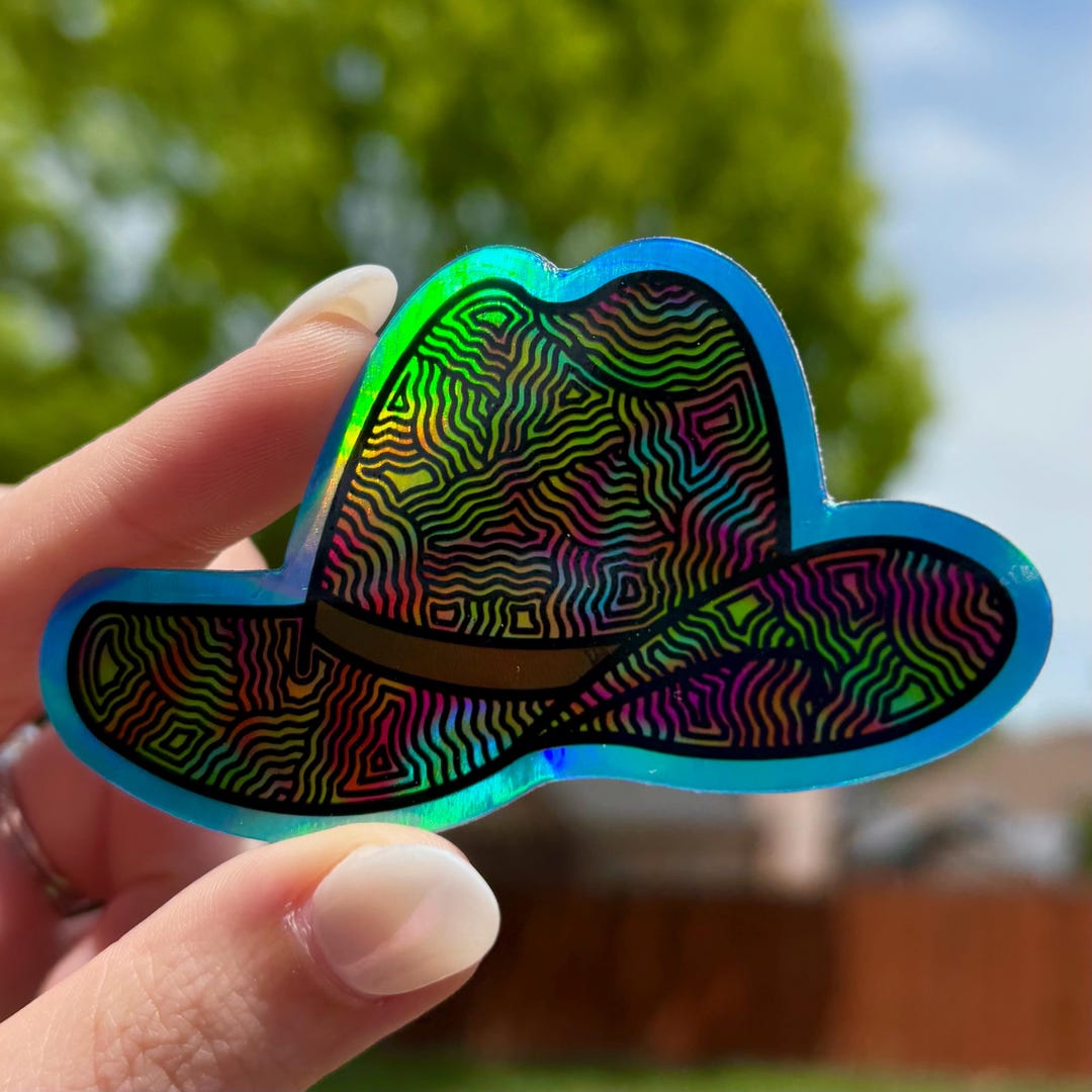 Trippy Holographic Cowboy Hat Stickers - Etsy