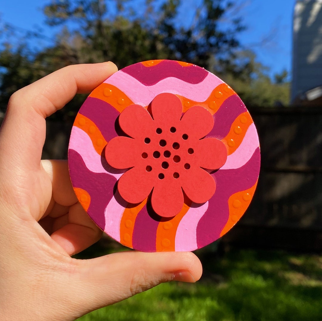 Hand-painted Trippy Raised Magnets - Etsy