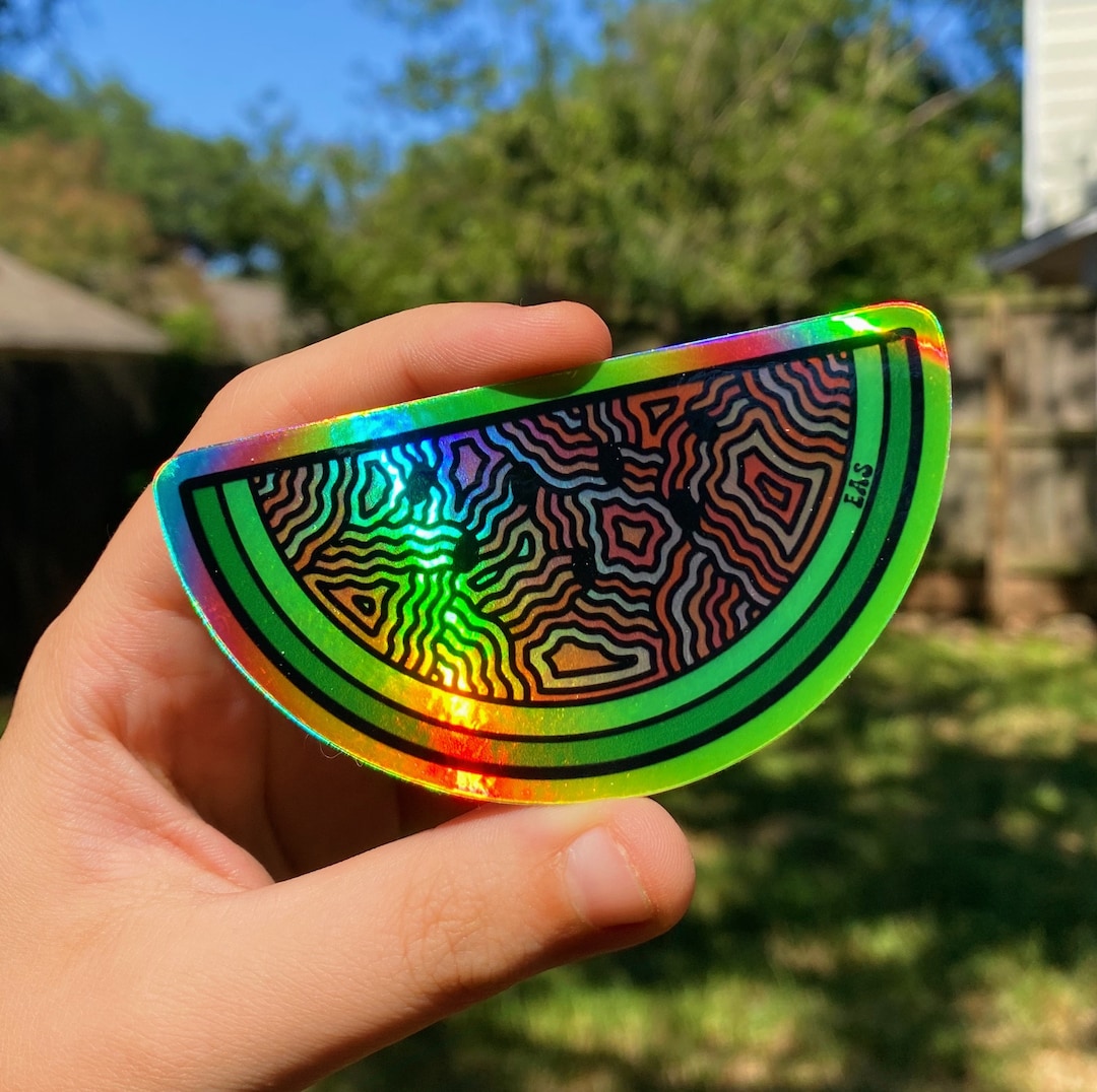 Holographic Watermelon Trippy Stickers - Etsy