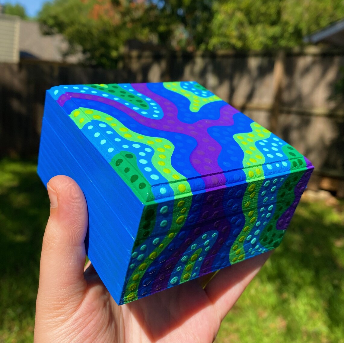 Trippy 3x3" Wooden Box - Etsy