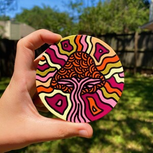 Trippy Circle Wooden Magnets - Etsy