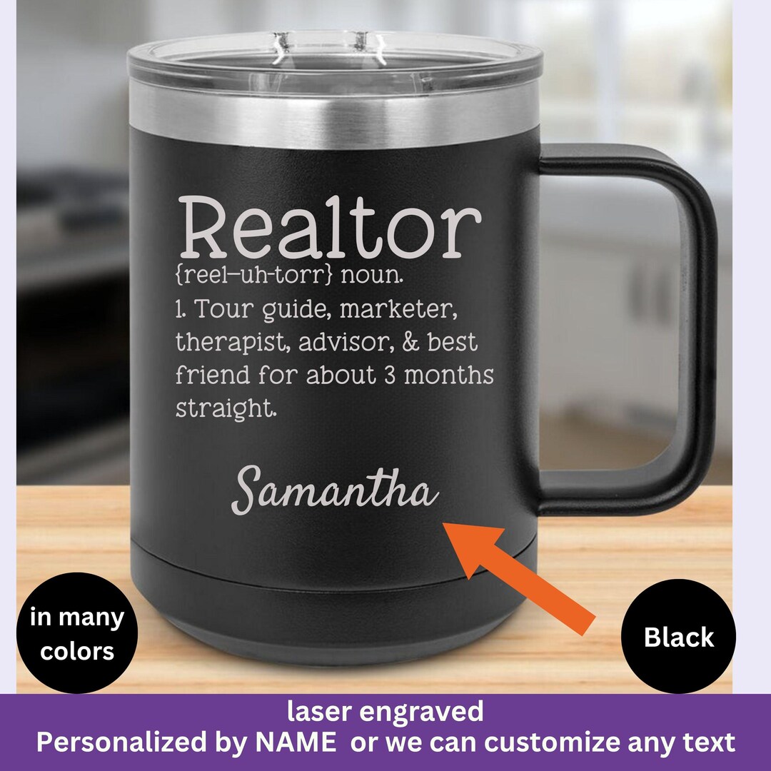 Personalized Realtor Definition Mug: Laser Engraved Stainless Steel ...