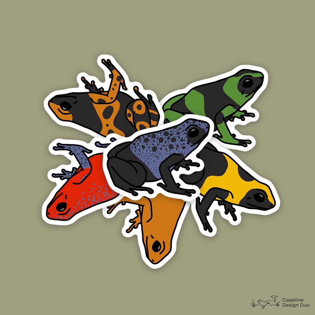 6 Pcs Weatherproof Dart Frog Stickers, Dart Frog Art, Frog Stickers ...