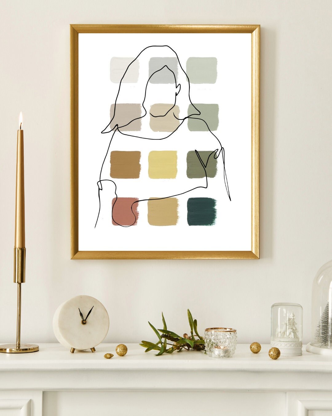 Anastasia Continuous Line Art Female Figure Color Block Splash Digital ...