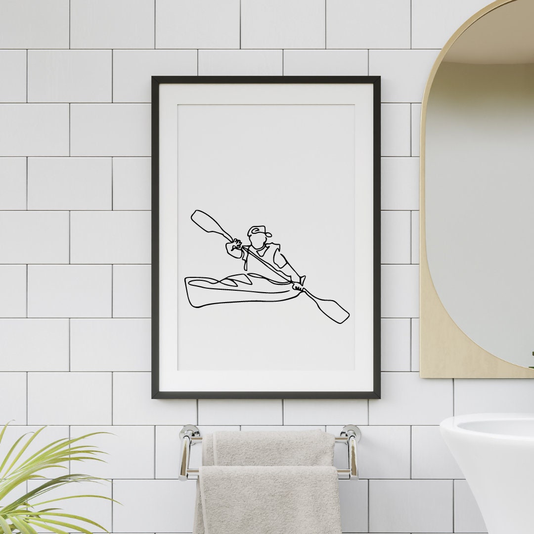 Kayaker Continuous Line Art Original Wall Art Digital - Etsy