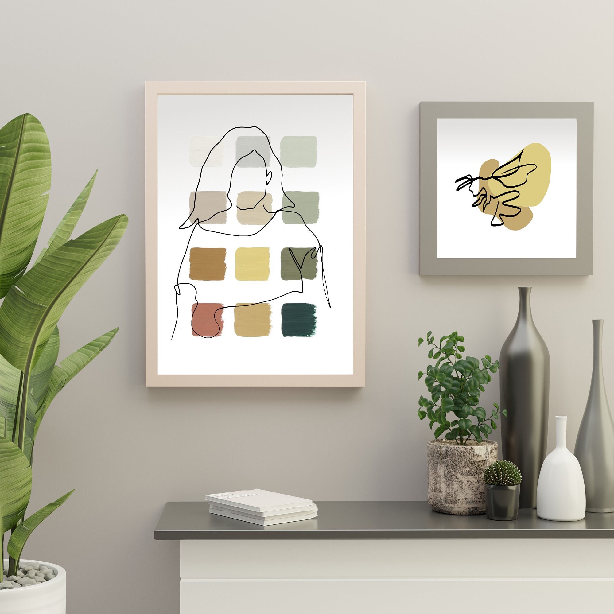 Anastasia Continuous Line Art Female Figure Color Block - Etsy