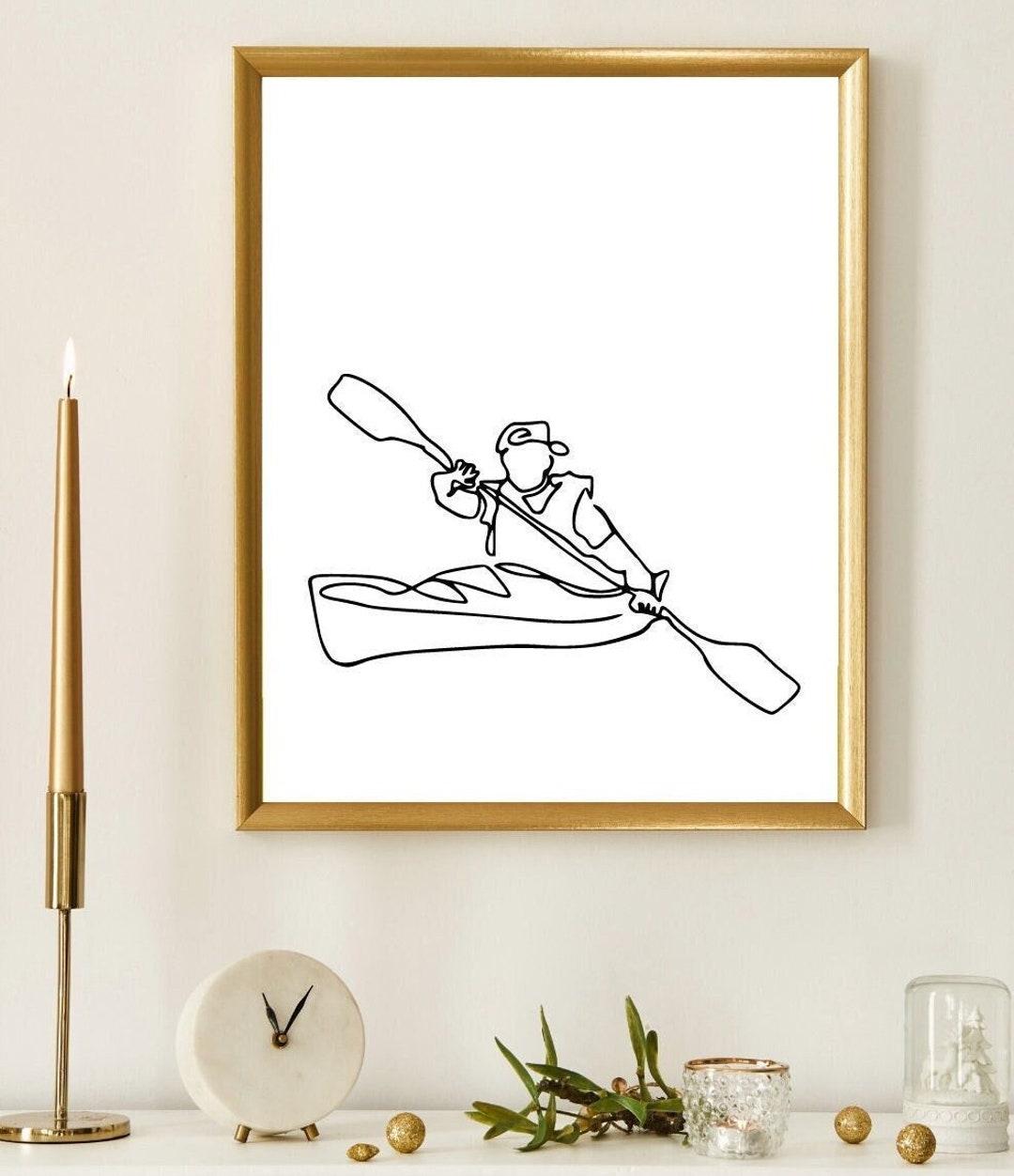Kayaker Continuous Line Art Original Wall Art Digital Print - Etsy