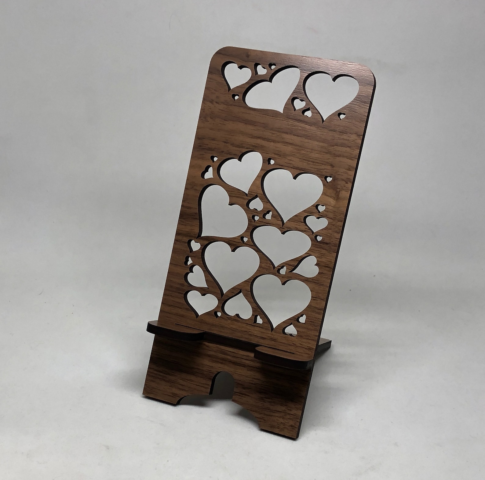 Pierced Hearts Wood Phone Holder. Laser Cut Stand. Can Be - Etsy
