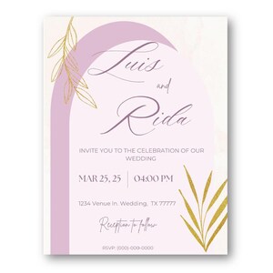 Pink & Purple Digital Editable Printable Invitation, Wedding, Baby ...