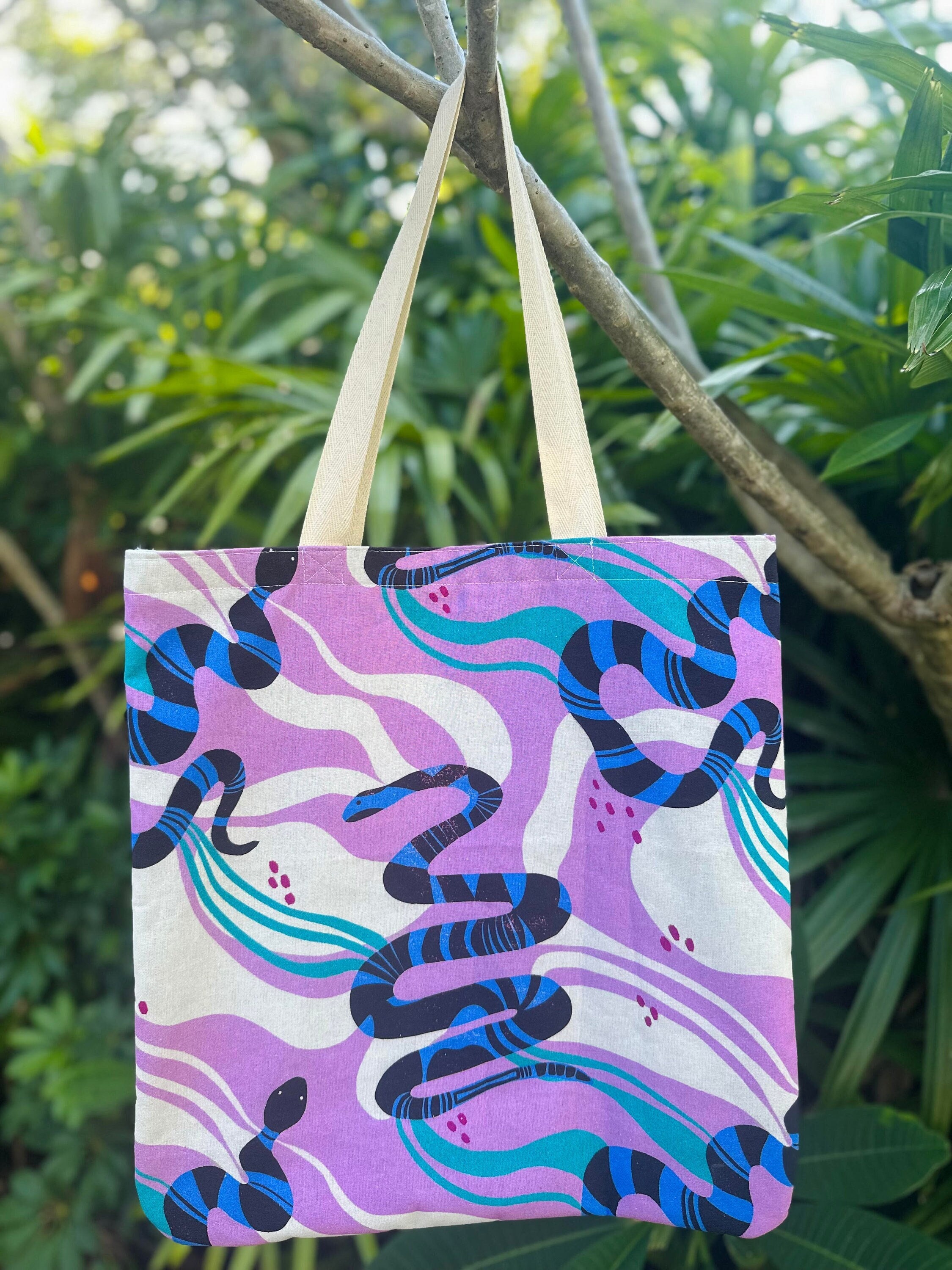Electric Jungle Snake Tote Bag - Etsy