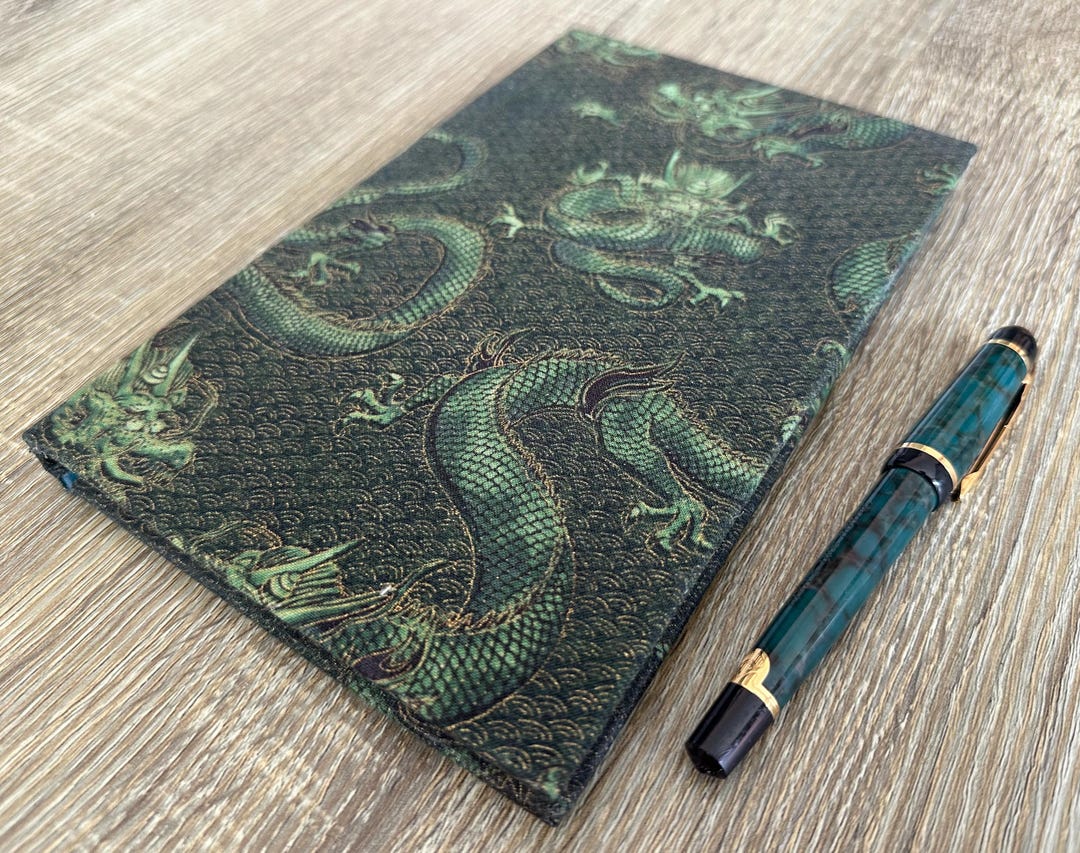 Upcycled Green Chinese Dragons Journal/ Notebook/diary - Etsy