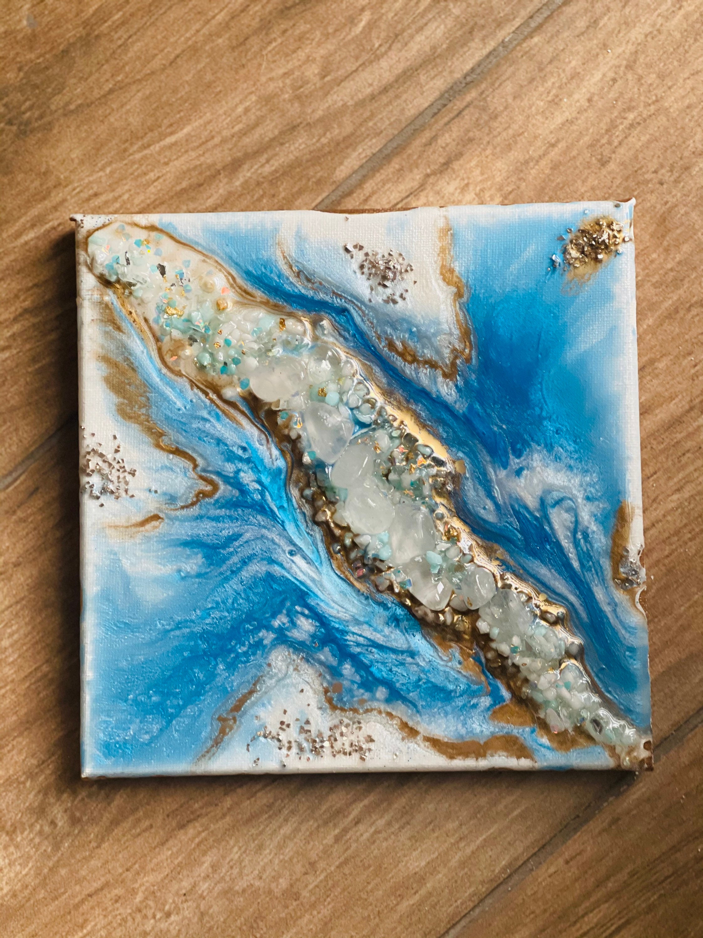 Geode Resin Art 7.5X7.5 Wall Art on Canvas - Etsy