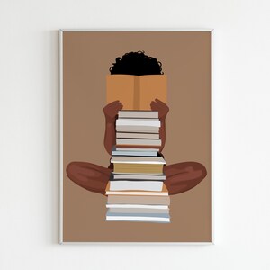 Black Girl Book Art, African American, Black Woman Print, Female Wall ...