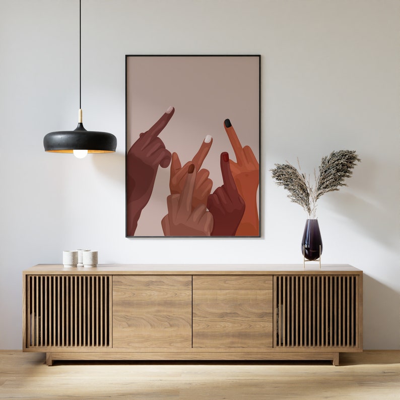 Middle Finger Wall Art DIGITAL Black Art Swearing Girl - Etsy