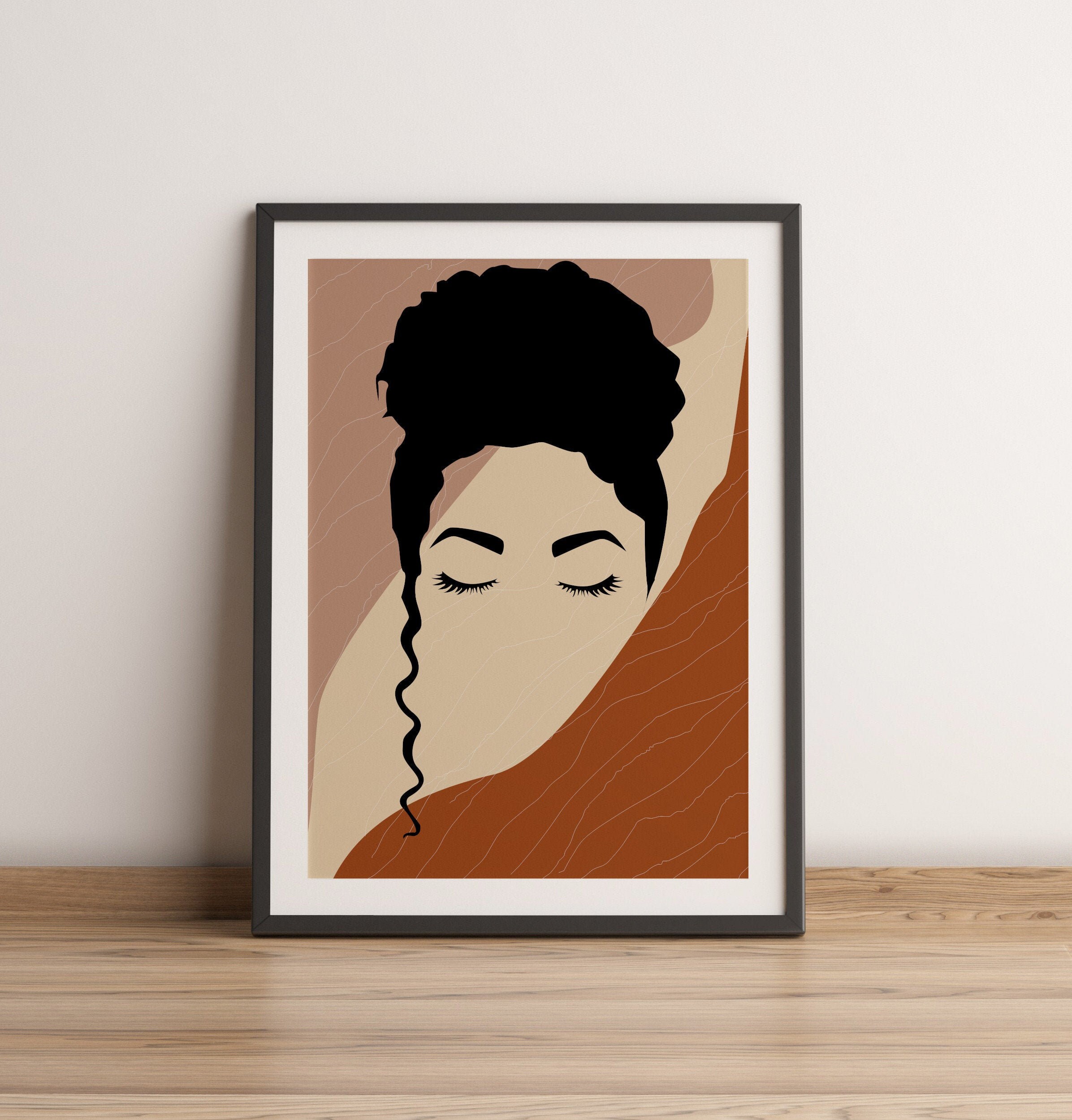 Curly Hair Woman Decor Abstract Female Art Black Girl Hair | Etsy