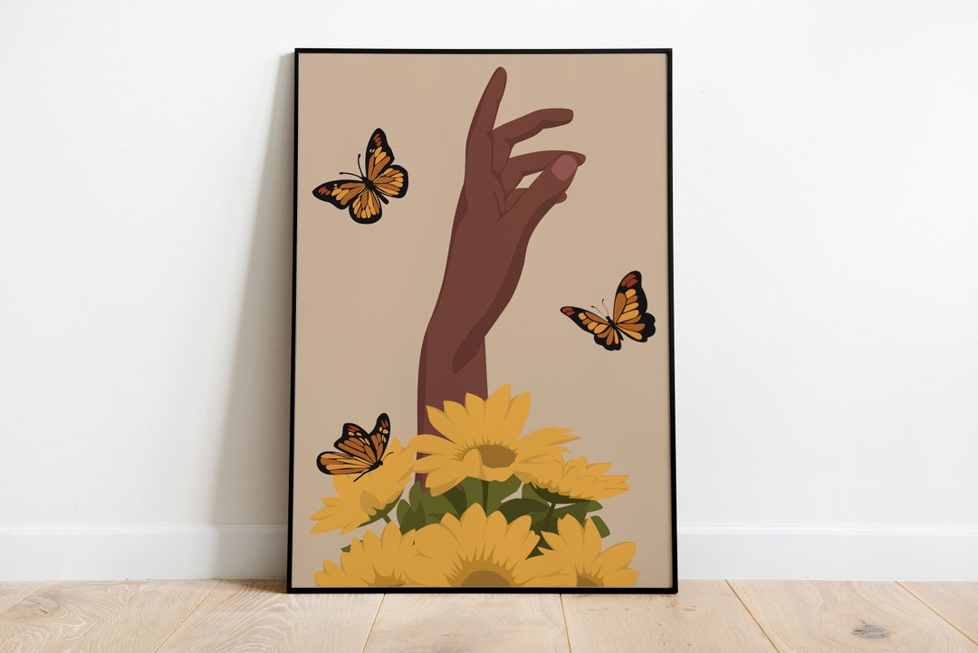 Black Art, Black Hand Art, Flowers, Hand With Butterfly Art, Black Girl ...