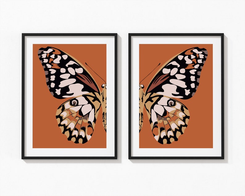 Set of 2 Boho Art Butterfly Print Boho Wall Decor Printable - Etsy