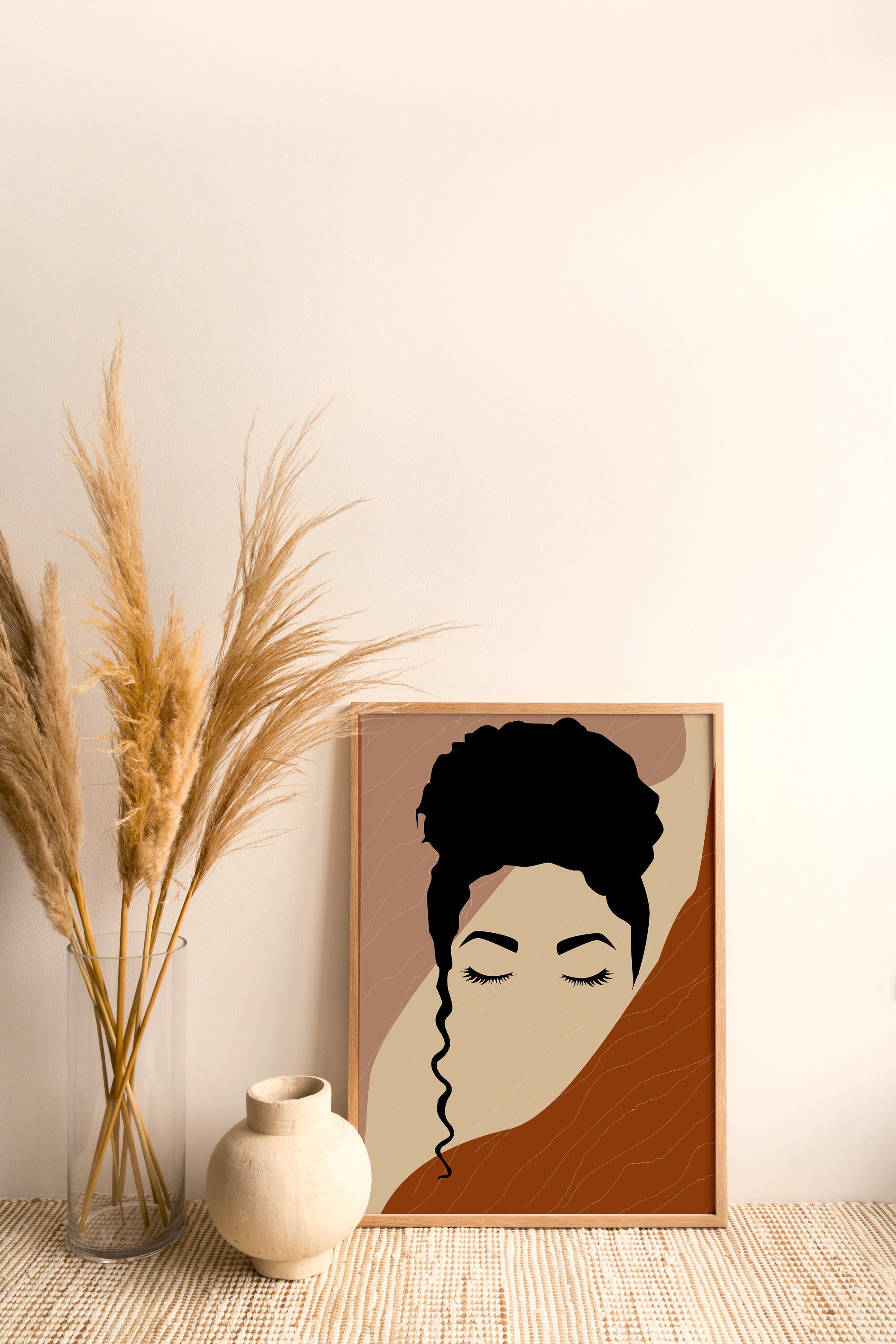 Curly Hair Woman Decor Abstract Female Art Black Girl Hair | Etsy