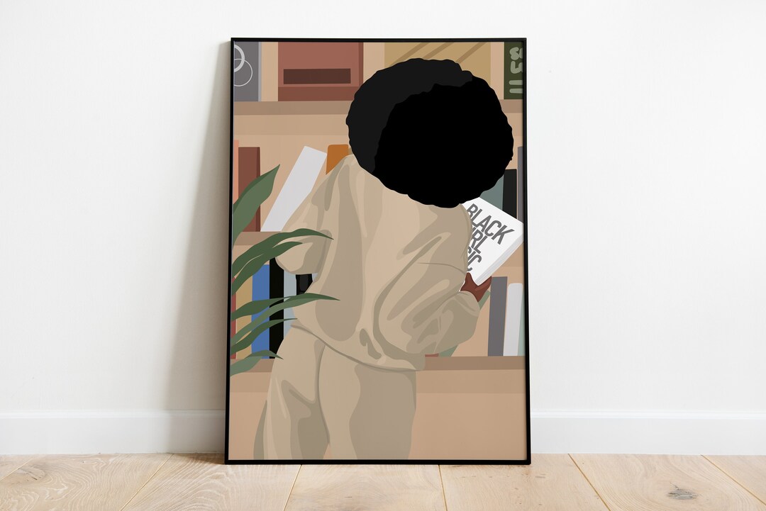 Black Girl Magic, Library Art, Black Girl Art, Book Lover Art, Reading ...