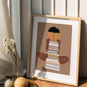 Black Girl Book Art, African American, Black Woman Print, Female Wall ...