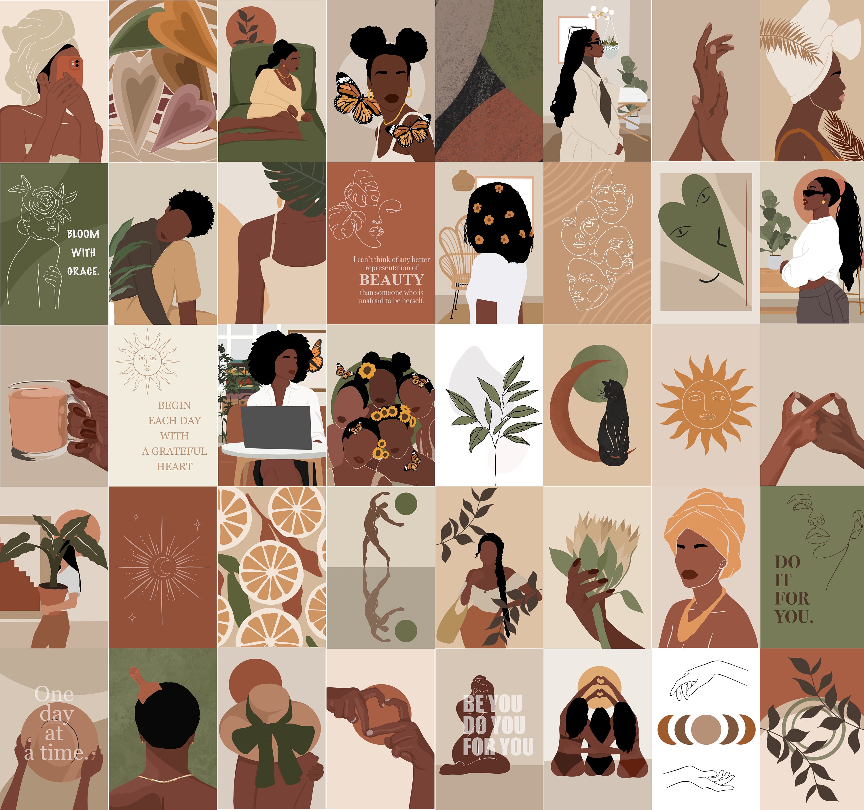 40 Pcs Woman Wall Collage Black Girl Room Deco Aesthetic - Etsy