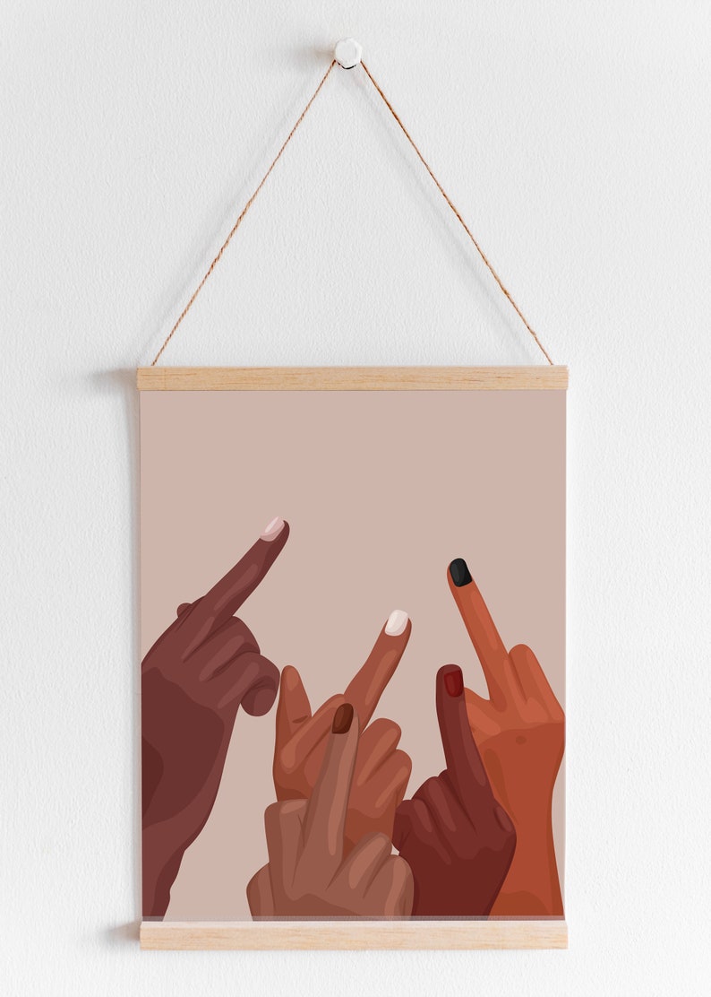 Middle Finger Wall Art DIGITAL Black Art Swearing Girl - Etsy