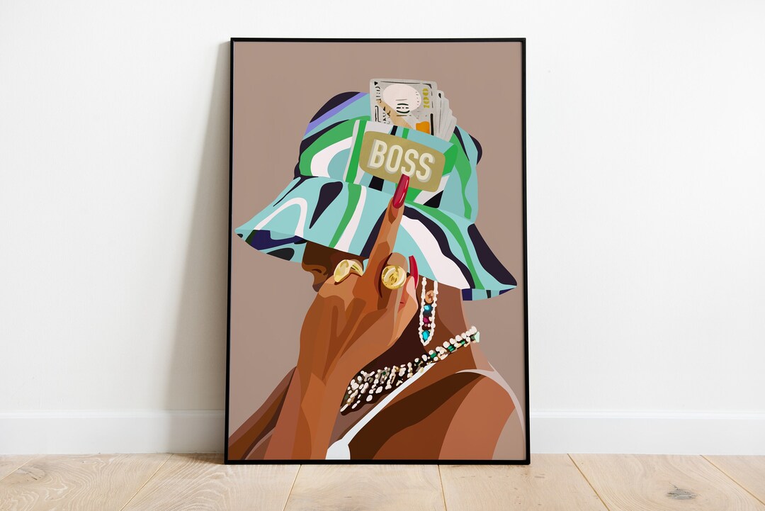 Boss Girl Art, Abstract Black Girl Art, Woman Portrait Art, Girl Poster ...