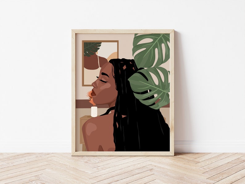 Black Woman Dreads Art Black Girl Locs Abstract Female Art - Etsy