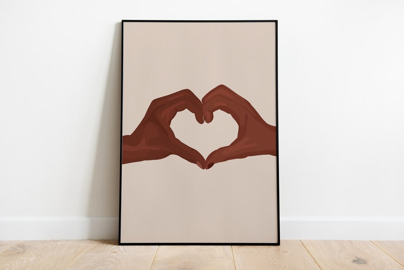 Hand Love Sign Art Black Art Lovers Holding Hands Couples - Etsy