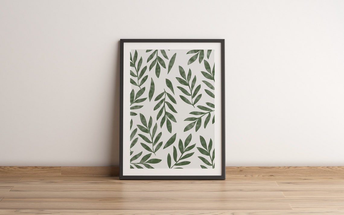 Set Of 2 Plant Art Minimalist Leaf Wall Art Patterns Art | Etsy