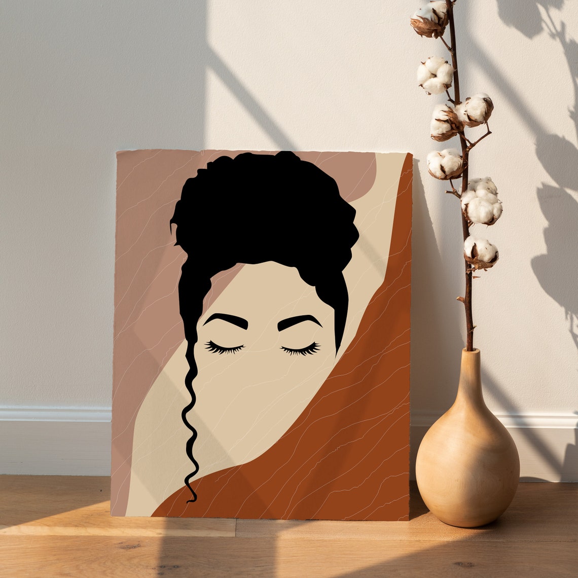 Curly Hair Woman Decor Abstract Female Art Black Girl Hair | Etsy