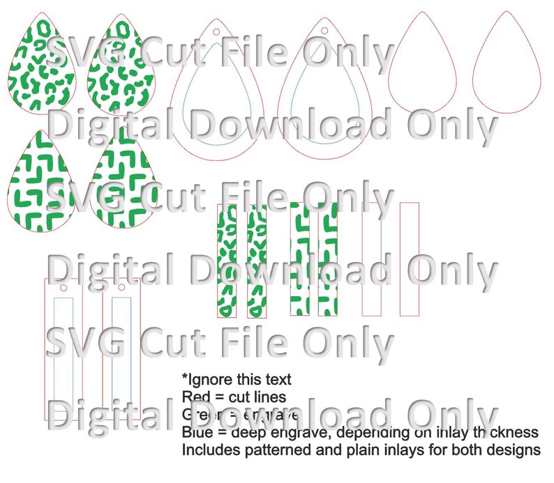 SVG Laser Cut File for Inlay Earrings With Leopard Print and - Etsy