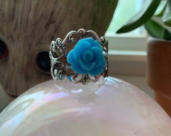 Blue Rose Ring | Etsy