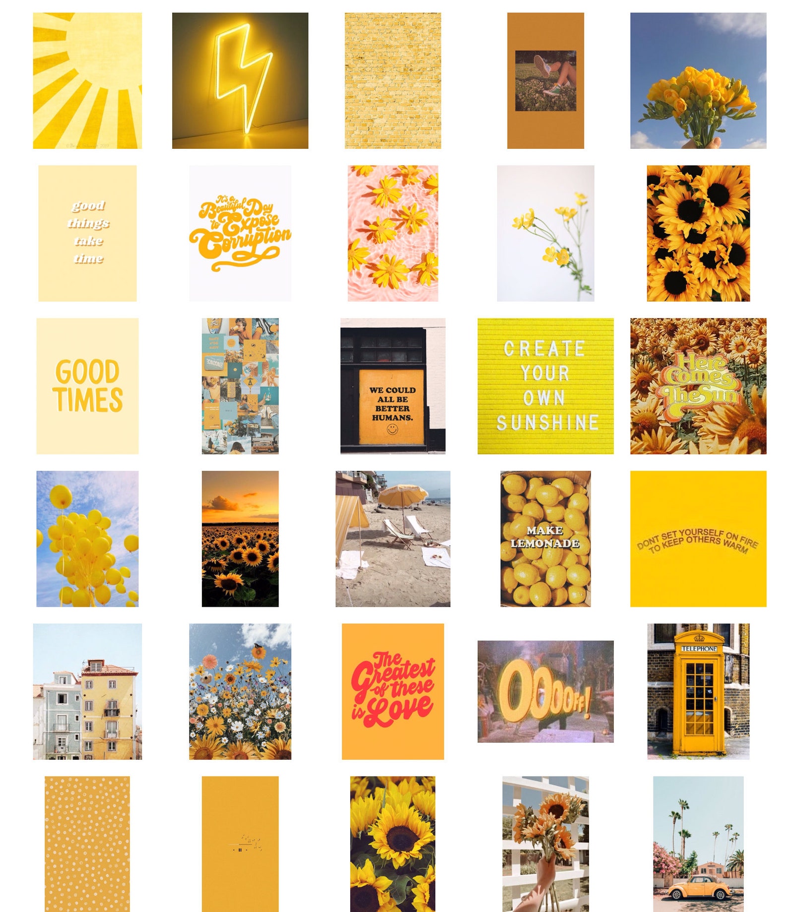 VSCO/ Aesthetic Yellow Picture Collage - Etsy