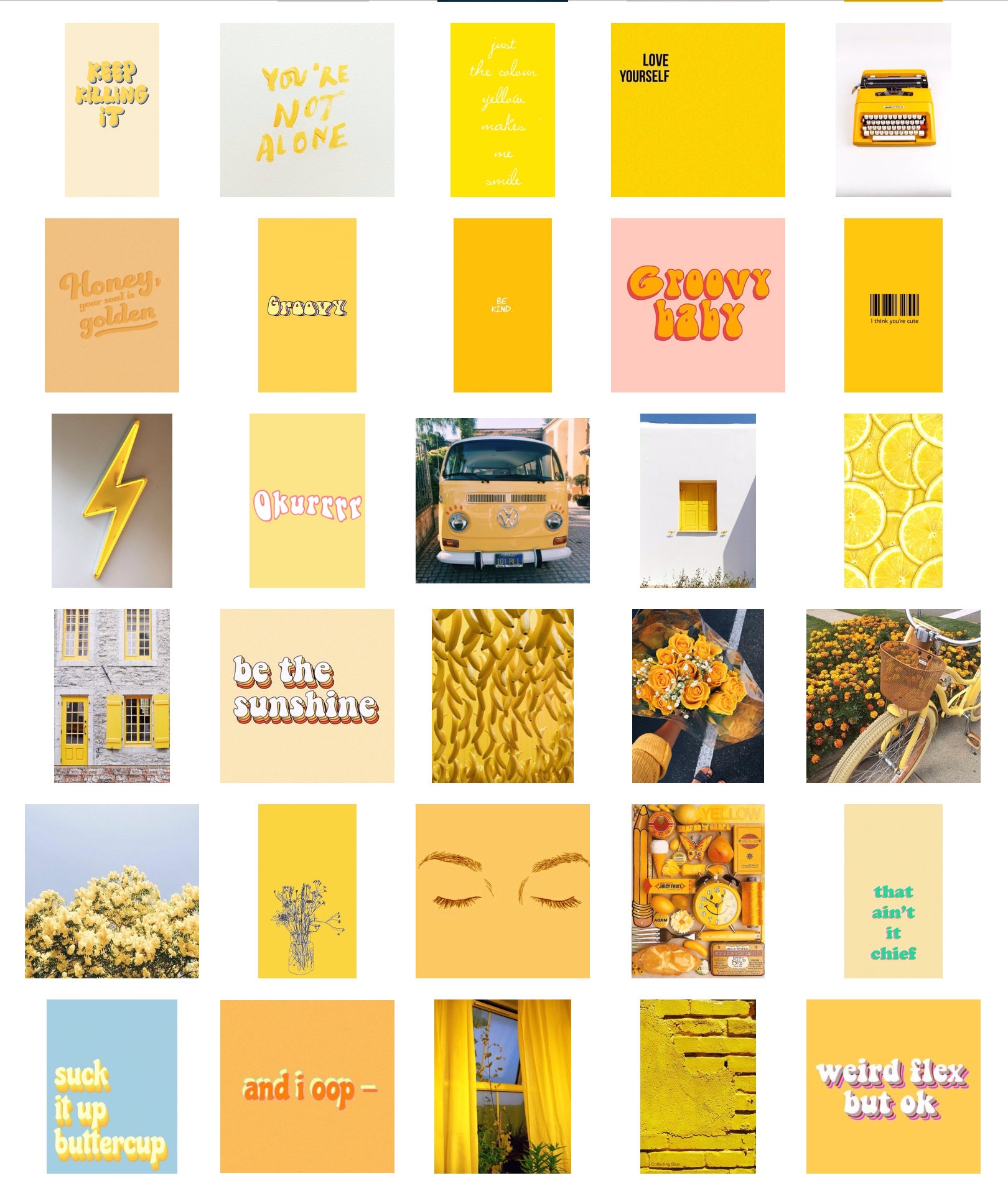 VSCO/ Aesthetic Yellow Picture Collage - Etsy