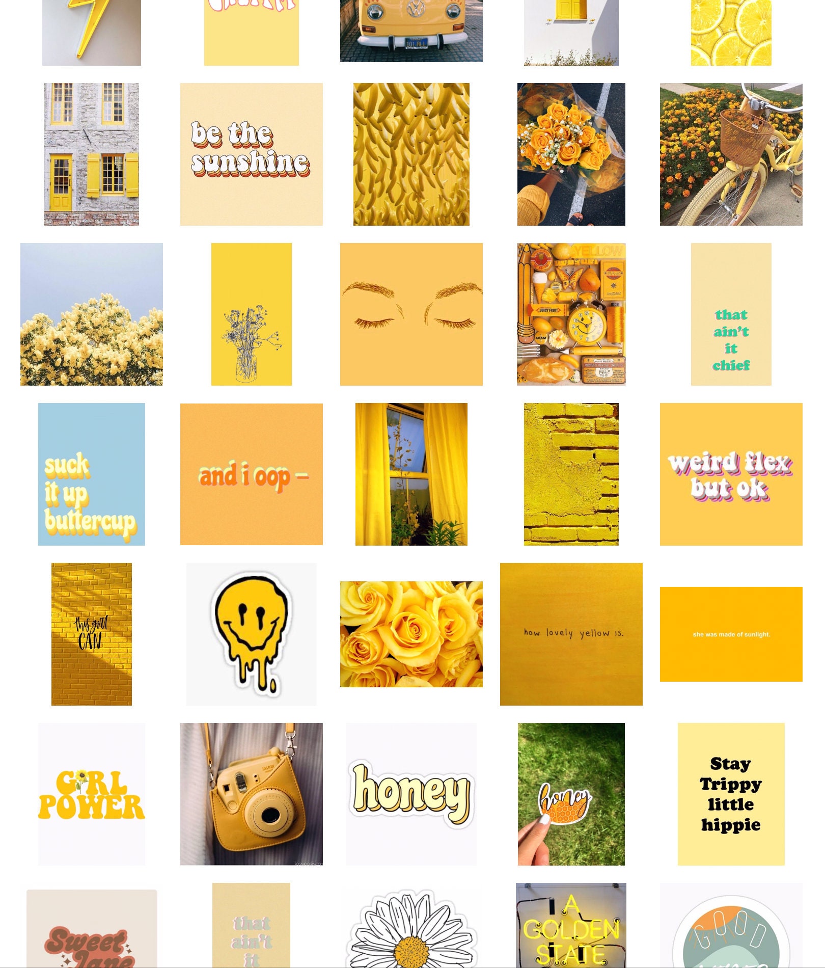 VSCO/ Aesthetic Yellow Picture Collage - Etsy