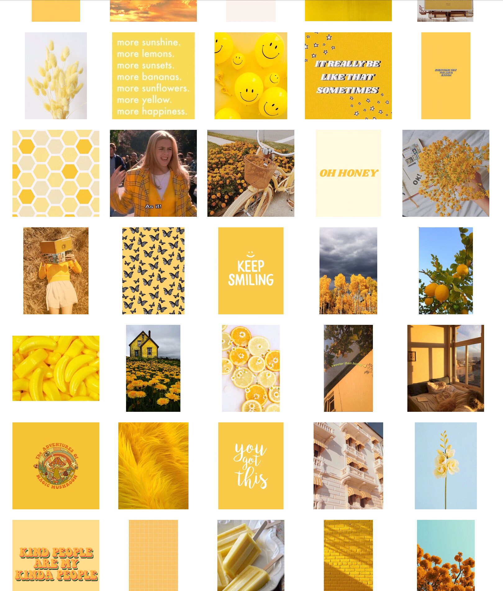 VSCO/ Aesthetic Yellow Picture Collage - Etsy