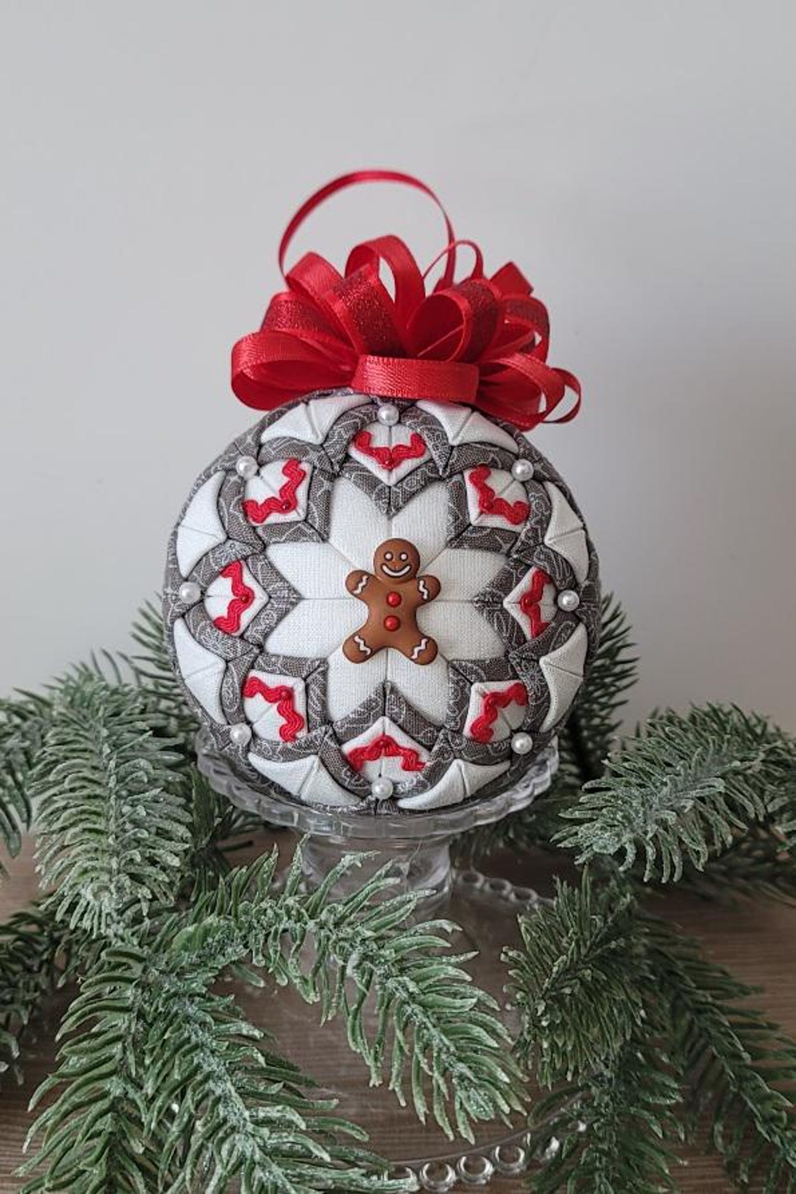 Handmade Gingerbread Quilted Ornament, No Sew Fabric Christmas Ornament ...